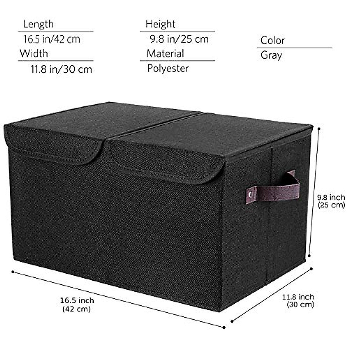 Larger Storage Cubes [4-Pack] Senbowe Linen Fabric Foldable Collapsible Storage Cube Bin Organizer Basket with Lid, Handles, Removable Divider For Home, Nursery, Closet - (16.5x 11.8 x 9.8”)