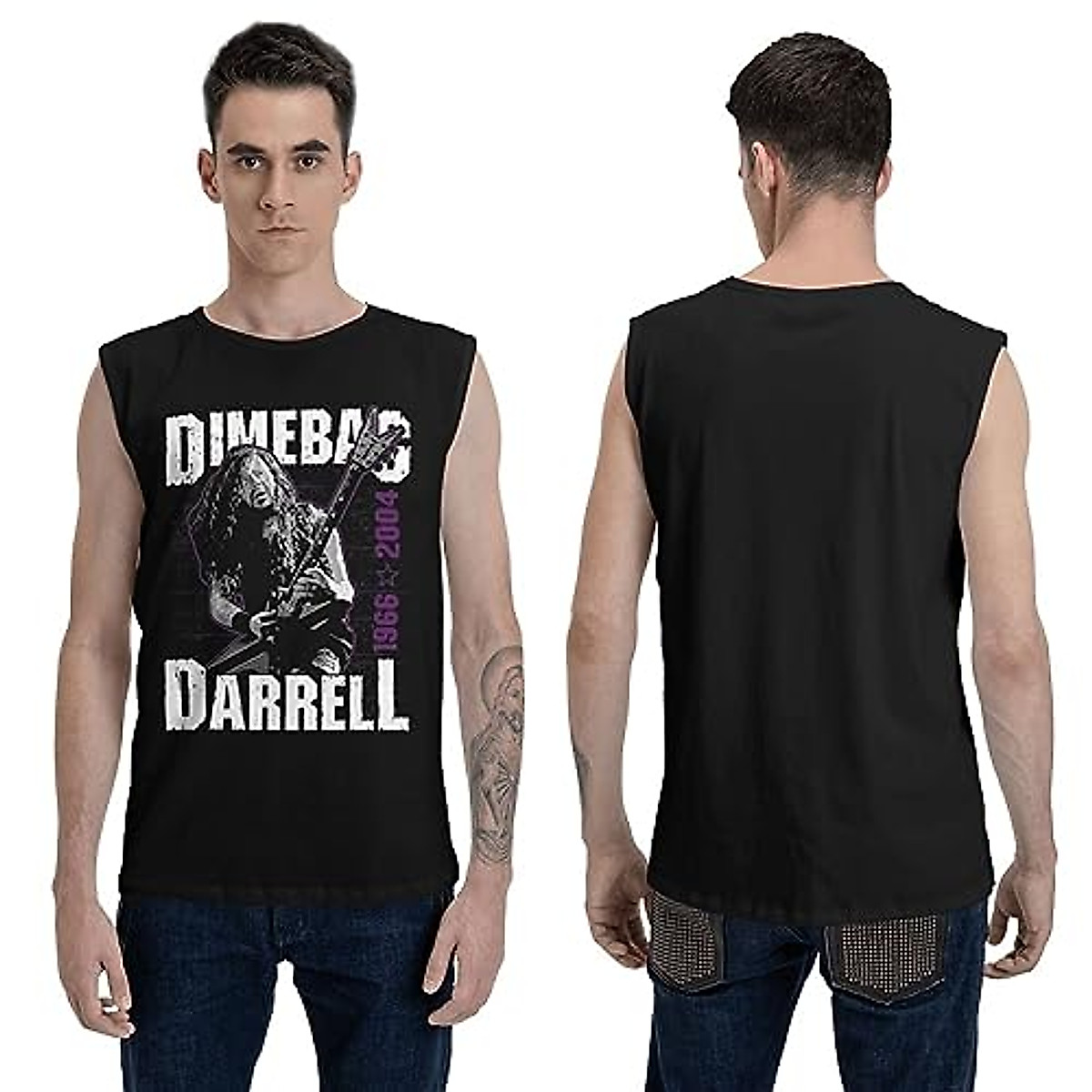 Dimebag Style Singer Darrell Tank Top Men T-Shirts Sleeveless Short Sleeve Basic Tee Teenager Summer Cotton Shirt for Sports Top3X-Large Black