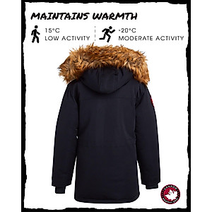 CANADA WEATHER GEAR Boys Winter Coat - Heavyweight Ski Jacket, Fur Trim Hood - Outerwear Parka (8-20), Size 10-12, Black