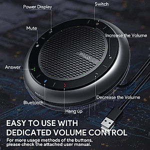 PALOVUE Bluetooth Speakerphone, Touch Control USB Conference Speaker and Microphone with CVC 8.0 Noise Cancelling and 360° Enhance Voice Pickup, 15Hours Calling Time for Home Office