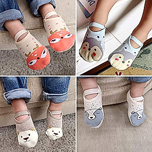 MOLUMIX Baby Anti Slip Grips Animal Socks 8-36 Months, Toddler Non Slip Floor Socks for Girls and Boys 6 Pairs