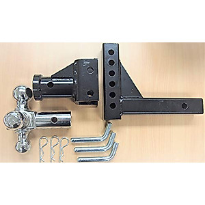EAGLEKING Triple Ball Tri-Ball Swivel Adjustable Trailer Drop Tow Hitch Mount 2" Receiver