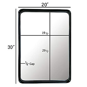 TEHOME 20x30 Black Metal Framed Bathroom Mirror for Wall in Stainless Steel Rounded Rectangular Bathroom Vanity Mirrors Wall Mounted