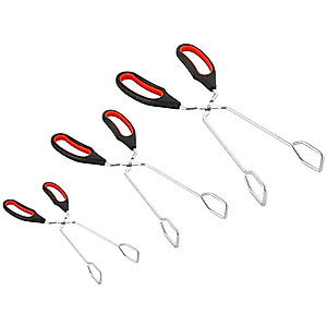 eoocvt 3 Pack Stainless Steel Scissor Tongs, Kitchen Tongs for Cooking Food Tongs BBQ Barbecue Tong Grilling Tongs Bread Food Clamp, 9/11/13 Inch