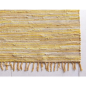 Rugs.com Chindi Cotton Collection Rug – 8' x 10' Yellow Flatweave Rug Perfect for Living Rooms, Large Dining Rooms, Open Floorplans