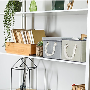 Large Fabric Storage Bins with Lids 3 Pack | Storage Bins for Shelves and Closet Organizers | Folding Rectangle Storage Bins with Handles for Cloth and Magazine,Gray,15"W x 10.5"D x 8.5"H