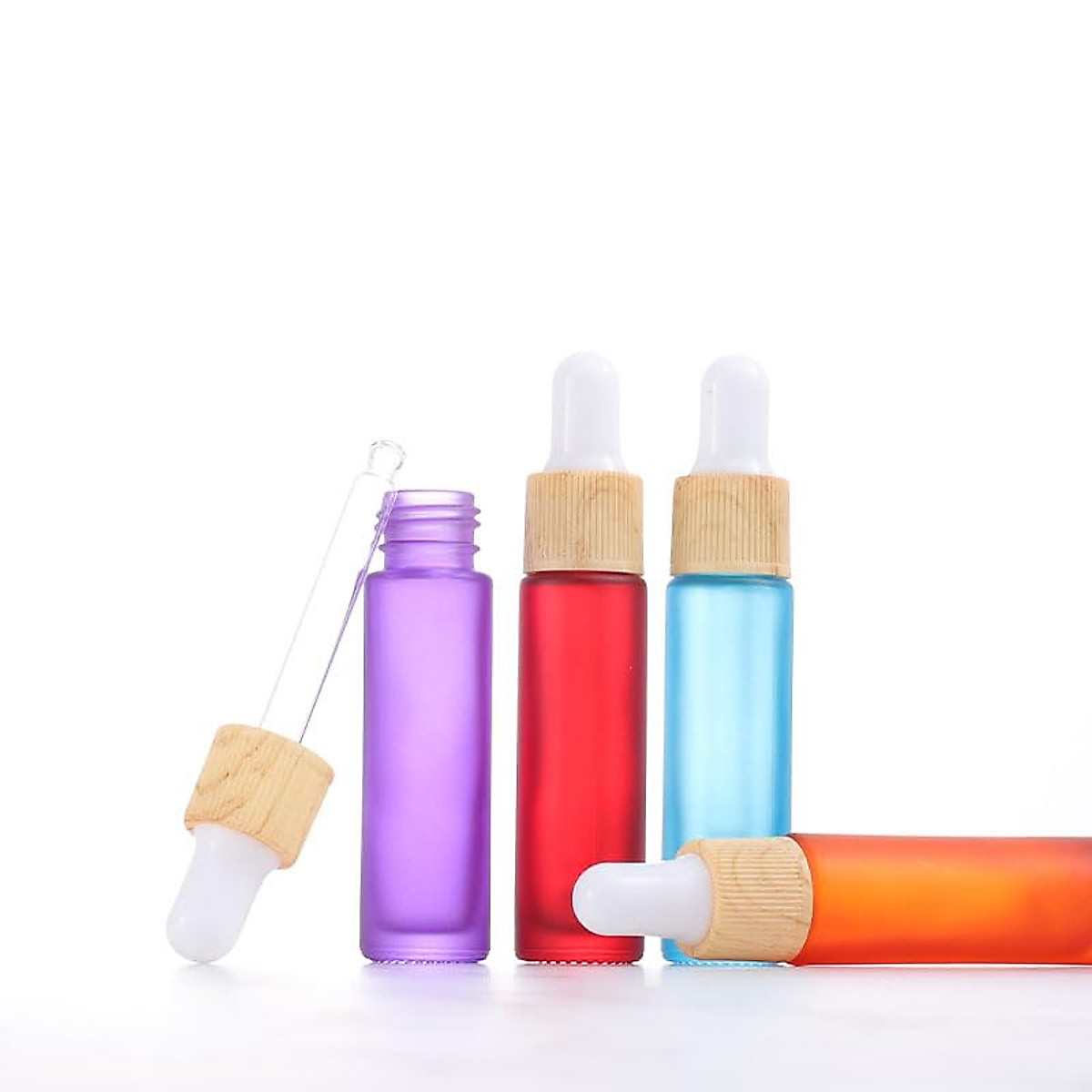 YORROR 10 Pack 10ml Frosted Thick Glass Essential Oil Dropper Bottle,Empty Refillable Dropper Bottle With Glass Eye Dropper for Massage Oils,Aromatherapy,Perfume,Cosmetic Liquid(Pink)