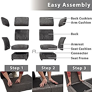 VanAcc Sectional Couch 6 Seats, Modular Sectional Sofa U Shaped sectional with Ottomans, Reversible Sofa Couch for Living Room, Grey Chenille