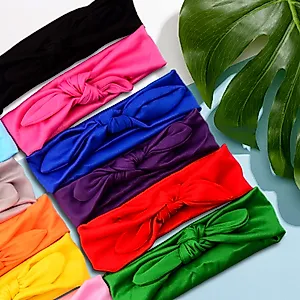 SOCOKING 12pcs Headband Elastic Baby Headband Baby with Newborn Hair Bows for Toddler Baby Girls Infants (12 solid colors)