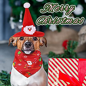 Dog Cat Christmas Costumes Set, Dog Bandana Christmas Tree Santa Hat Xmas Dog Scarf Hat Triangle Bib Clothes Party Cosplay Accessory for Small Medium Large Dog Cat (Santa Claus)
