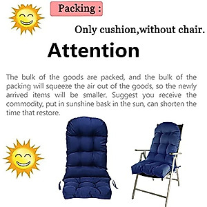 Rocking Chair Cushion Pad, Water Resistant Patio Chair Cushion for Adirondack Chair High Back Indoor Outdoor Soft Thickened Patio Chaise Lounger Cushion Overstuffed Patio Chair Cushion (Navy Blue)