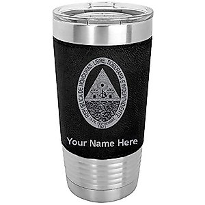 LaserGram 20oz Vacuum Insulated Tumbler Mug, Flag of Honduras, Personalized Engraving Included (Faux Leather, Black)