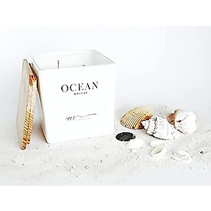 ME Mini-Escapes - 14 Oz Ocean Scented Candle Soy Wax with Inspirational Quote - Fragrant Blend of Bergamot, Cedarwood & Saffron - Aromatherapy Candles for Relaxation & Stress Relief