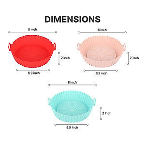 8inch Silicone Reusable Air Fryer Liner Non-stick Airfryer Pot Air Fryer Accessories Dishwasher Safe Baking Parchment (pink)