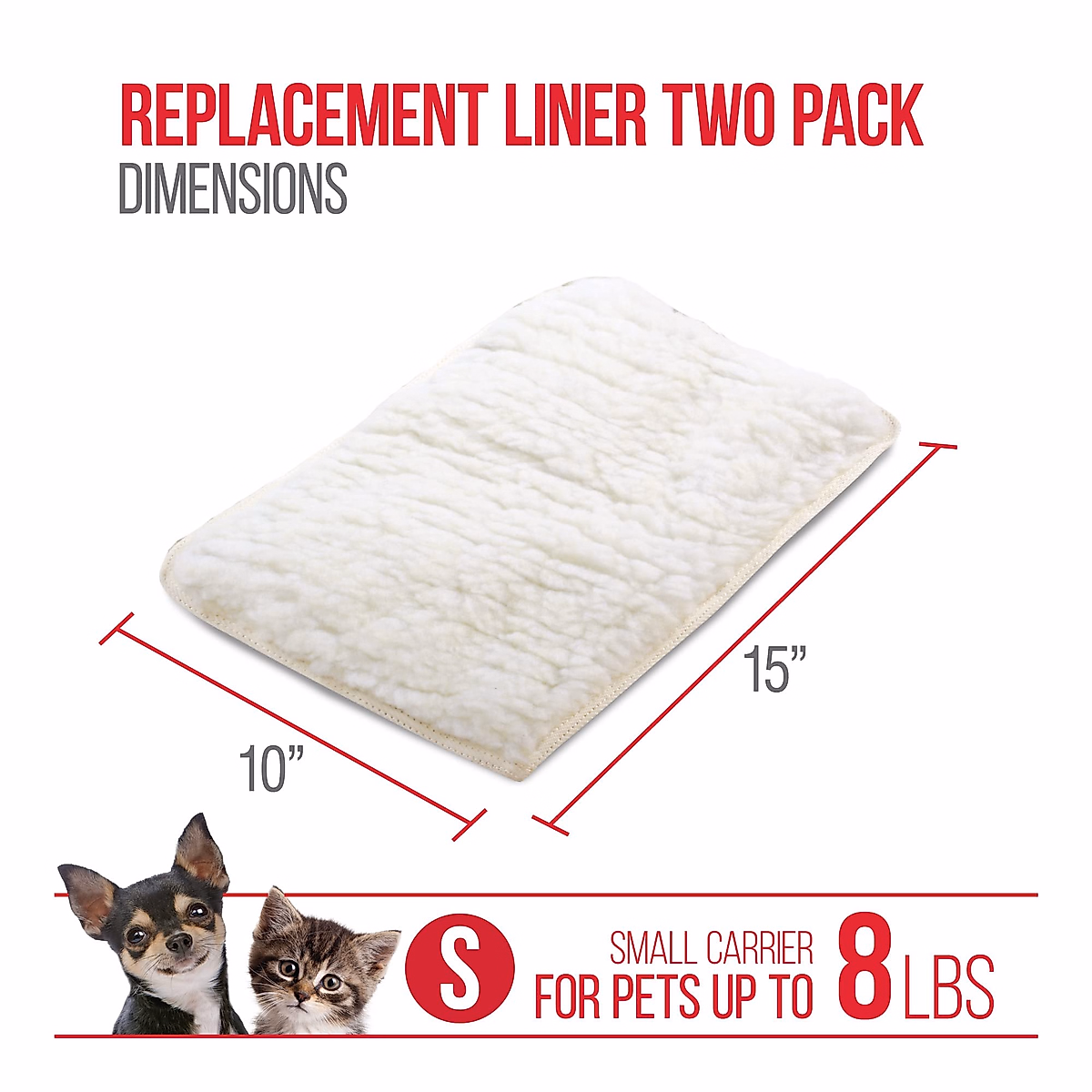 Sherpa (2 Count) Replacement Liners for Travel Pet Carriers - White, Small