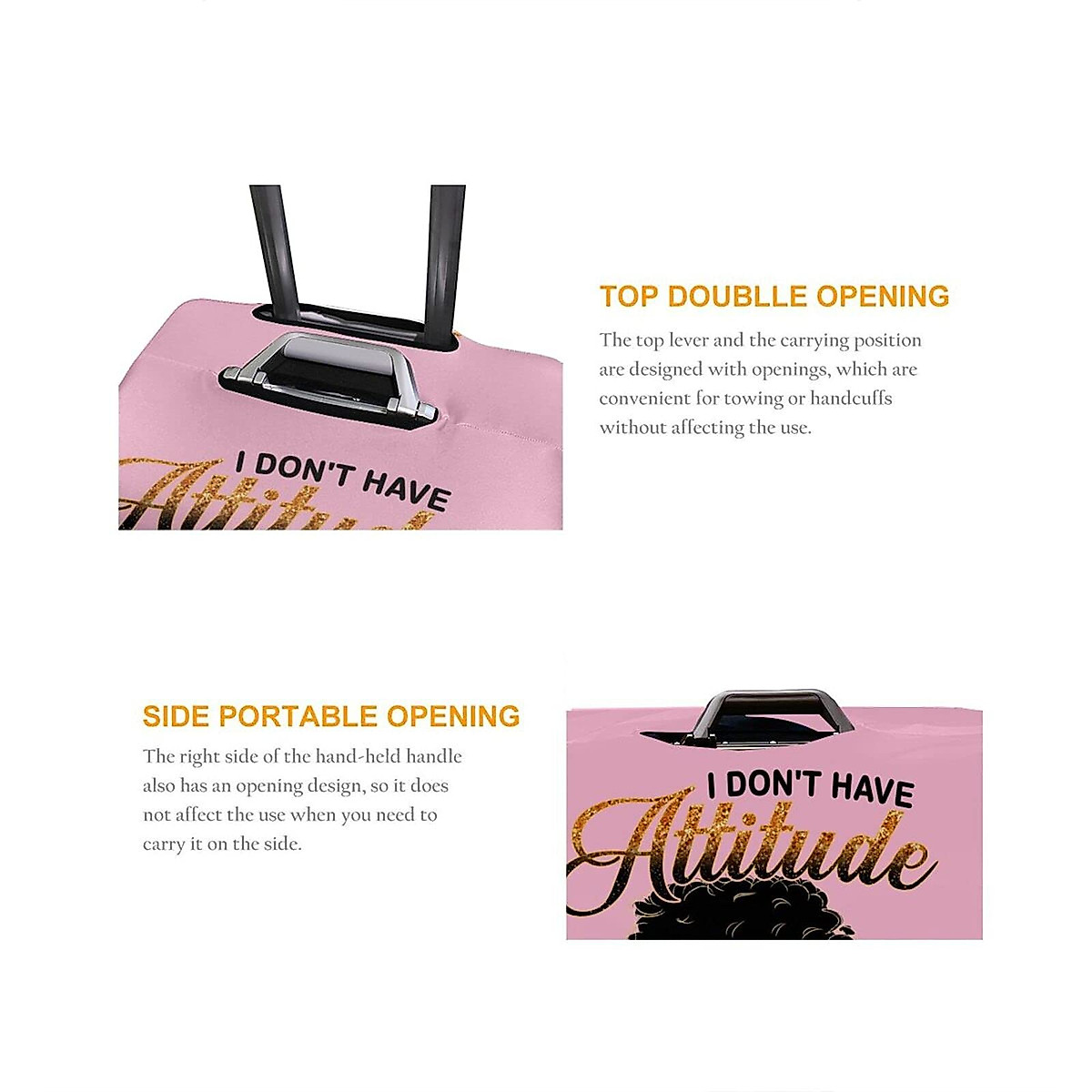 Hepmant Travel Suitcase Protector African American Woman Elastic Protective Washable Luggage Cover With Concealed Zipper Suitable For 18-32 Inch 【S (for 18-21 inch luggage)】