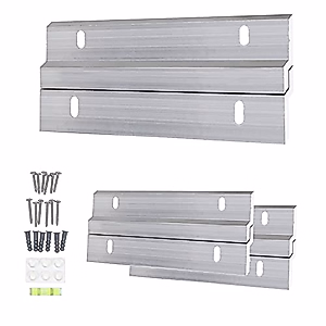 Houseables French Cleat, Picture Hanger Kit, 3 Pair, 6 Inch, 50 Lbs Capacity, Aluminum, Mirror Hanging Hardware, Z Bar Clip Rail Bracket, Wall Mount Hangers w/ Nails, White Board Mounting, Shelf, Art