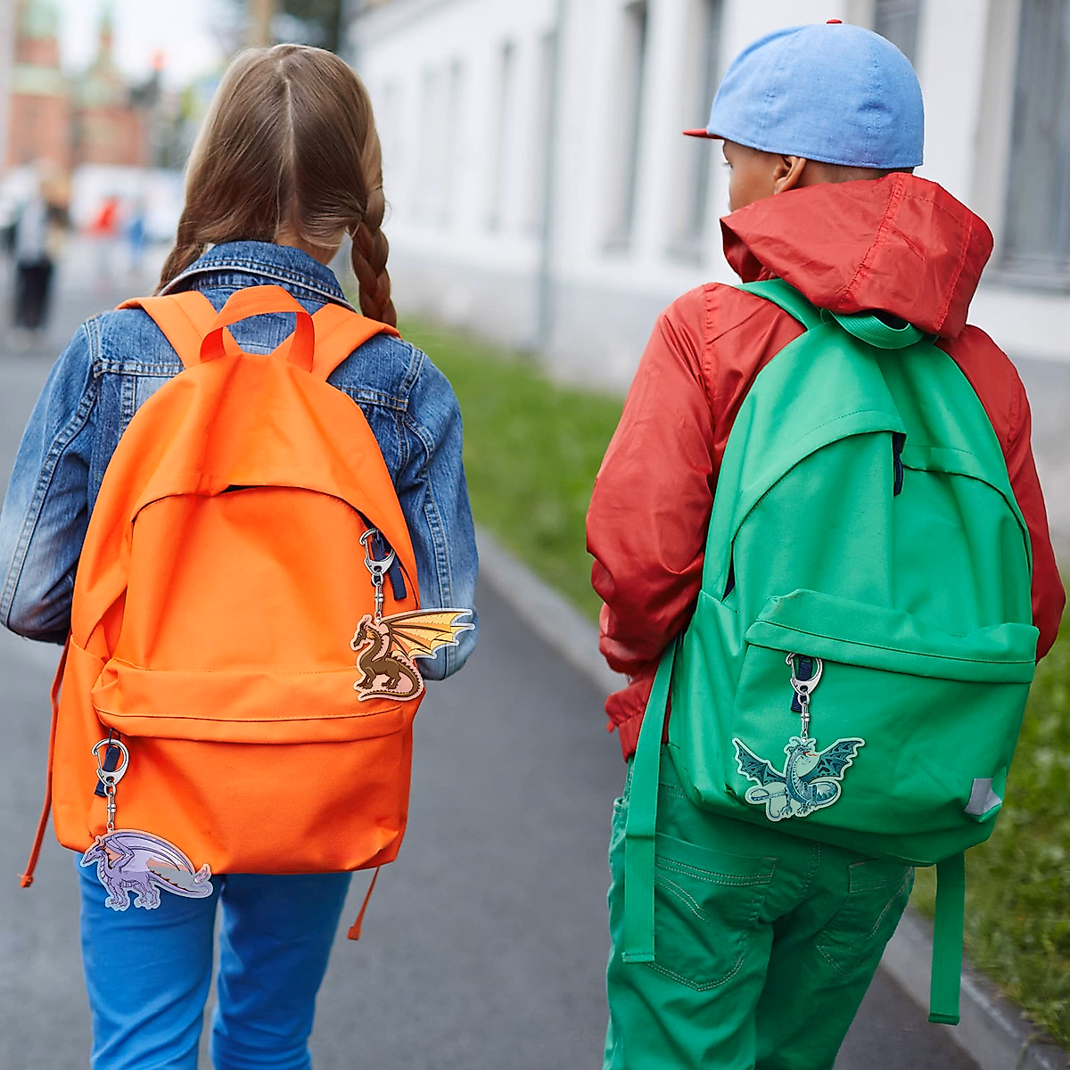 2.4 Inch Dragon Keychain for Kids Dragon Party Favor Acrylic Dragon Key Ring Dinosaur Key Chains Fire Sunshine Glory Dinosaur Key Ring Car Handbag Wallet Jewelry Gifts for Kid, Assorted Style (24 Pcs)