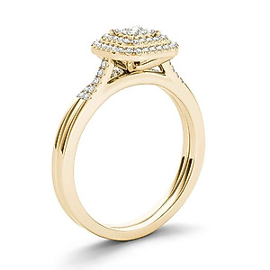 Diamond2Deal 10k Gold 0.33cttw Diamond Engagement Bridal Ring Wedding Band Ring Set (I2-Clarity-H-I-Color)