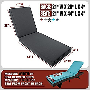 Sundale Outdoor Waterproof Olefin Chaise Lounge Cushions, Outdoor/Indoor Durable Thicken Pad with Straps, Perfect for Courtyard, Patio, Garden, Living Room (Dark Gray, 72" W x 21" D x 4" T)