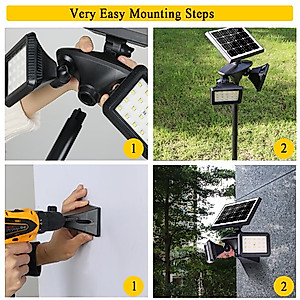 EMANER Outdoor Solar Lights with Motion Detector, 2-in-1 Solar Flood Light, 6000K Waterproof, Dusk to Dawn Cordless Security Light, Solar Powered Landscape Light for Yard, Garden, Porch, 2-Pack