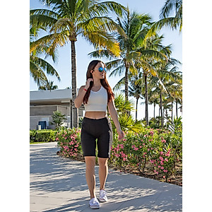 BALEAF Women's 10" Bermuda Long Shorts Running Athletic Shorts High Waisted Casual Summer Knee Length Black Size L