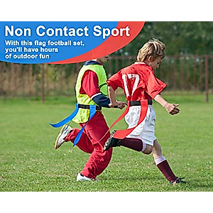 Hilhook Flag Football Belts, 10 Player Adjustable Flag Football Set with 30 Flags for Youth and Adults Training Equipment