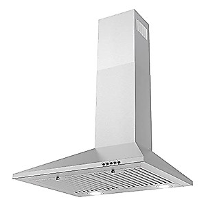 COSMO COS-6324EWH Wall Mount Range Hood, Chimney-Style Over Stove Vent, 3 Speed Fan, Permanent Filters, LED Lights in Stainless Steel (24 inch)