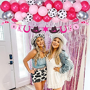 Western Theme Bachelorette Party Decorations Pink Cowgirl Last Rodeo Bachelorette Party Decorations Balloon Garland with Cowgirl Garland Foil Balloons for Final Rodeo Bridal Shower Party