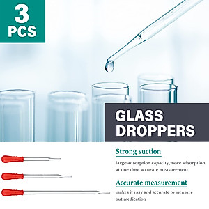 Glass or Plastic Graduated Cylinder Beaker Set, Thick Lab Cylinders (10 ml, 25 ml, 50 ml, 100 ml), Beaker (50 ml, 100 ml, 250 ml, 500 ml, 1000 ml) with 3 Dropper 4 Stirring Rod 7.9 Inch(Glass)