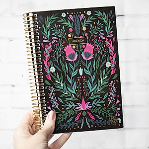 bloom daily planners UNDATED Spanish Calendar Year Day Planner - Passion/Goal Organizer - Monthly/Weekly Agenda Book with Tabs (January to December) - 6" x 8.25" - Folky Floral