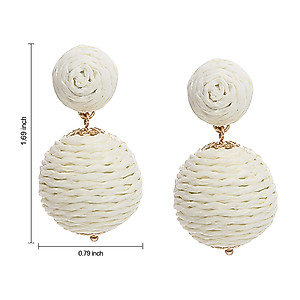 Statement Raffia Earrings for Women Ball Geometric Lantern Ratten Drop Earrings Palm Bohemian Dangle Earrings Summer Tropical Beach Jewelry
