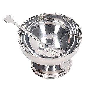 CUTULAMO Ice Cream Bowl, Easy To Sundae Serving Cups Scratch Proof Stainless Steel Long Lasting Rust Resistant with Fork for Home (150ml)