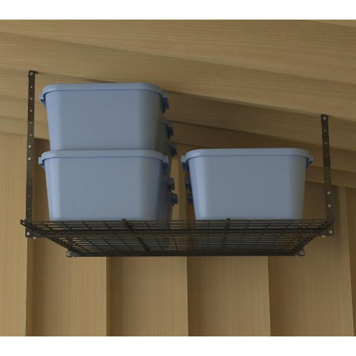 Hyloft 00625 45-Inch x 45-Inch Overhead Steel Garage Storage System, Adjustable Ceiling Mount Storage Rack, Hammertone