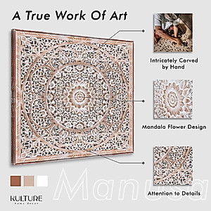 King Wood Headboard Rustic | Carved Full Headboard Only | Wooden Headboard Full Size Bed | Wall Mount Headboard King | Full Bed Headboard Panels (Manusa Antic, Cal King)