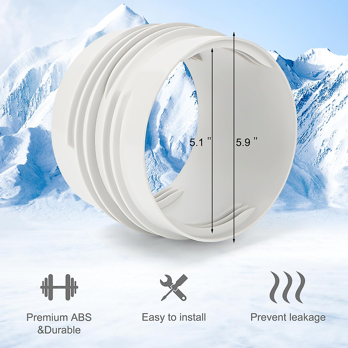 ODDMUCK Portable AC Hose Coupler with 5.1"/5.9" Diameter Exhasut Vent Connector for Clockwise&Counter Clockwise Threads Air Conditioner Hose Coupler Coupling Extension (5.1"/5.9“)