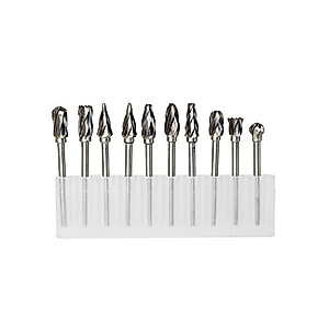 YUFUTOL 1/8 inch Carbide Burr Set - 10pcs Aluma Cut Carbide Rotary Burrs for Aluminum 3mm Shank Fits Die Grinder Drill for Woodworking,Drilling, Aluminum Craving,Engraving, Polishing