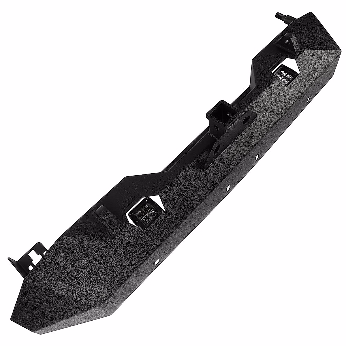 Front Bumper and Rear Bumper w/Tire Carrier Fit 2007-2018 for Jeep Wrangler JK with Winch Plate with D-ring LED Strip Light and 4XLED Lights w/Tire Carrier