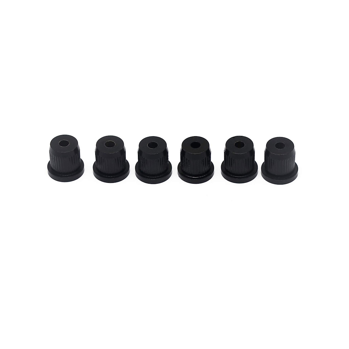 Metallor Guitar String Mounting Ferrules Through Body Mounts String Caps for Tele Telecaster Style Electric Guitar Parts Replacement Set of 6Pcs. (Black)