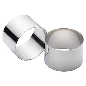 KitchenCraft KCRINGEXLRG Cooking Rings, Extra Deep Moulds for Rice and Potato Stacks, Cheesecakes, Fishcakes and More, Stainless Steel, 9 x 6 cm, Set of 2