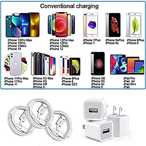 iPhone Charger, 3Pack【Apple MFi Certified】Lightning Cable 3ft iPhone Charger Cords and 3Pack USB Wall Charger Block Travel Plug Cube Adapter Compatible with iPhone 12/11 Pro/Xs/XR/X/8/Plus/13 and More