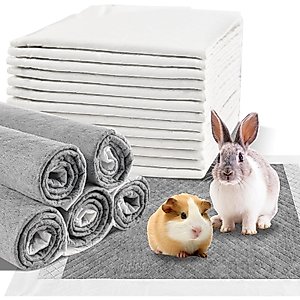 OHCCYML Disposable Guinea Pig Cage Liners，50PCS Thickened Guinea Pig Pee Pads Super Absorbent Charcoal Odor Controlling Cage Bedding Liners for Small Animals Rabbit Cat Puppy Hamster（18" x 13"）