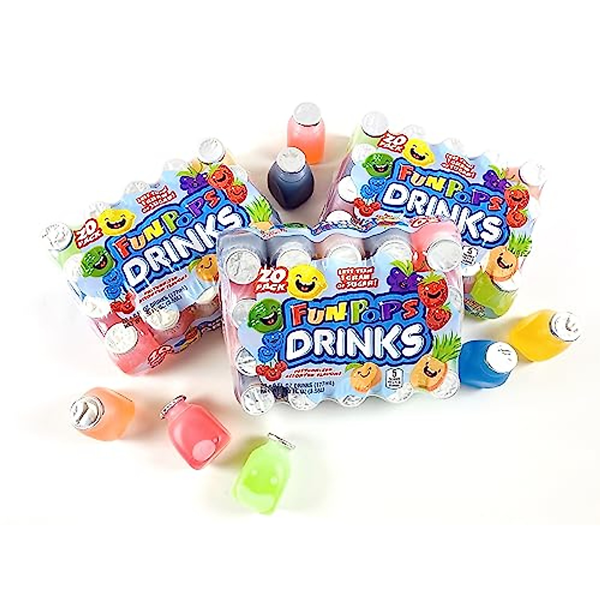 Fun Pops Kids Juice Drink Variety Pack, 6-Ounce 20-Pack, Less Than 1gm Sugar, Flavors Kids Love