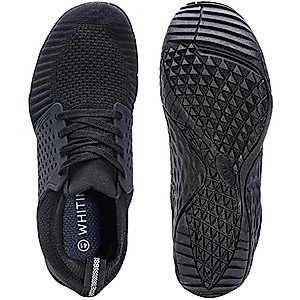 WHITIN Men's Trail Running Shoes Minimalist Barefoot Wide Width Size 11 Toe Box Gym Workout Fitness Low Zero Drop Sneakers Treadmill Free Black 44
