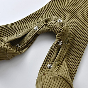 Baby Boy Girl 2 Pack Solid Romper Short/Long Sleeve One Piece Jumpsuits Clothes Sets (Yellow & Dark Green, 0-3 Months)