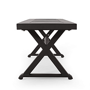 GDFStudio Great Deal Furniture Outdoor Aluminum Bench, Antique Black