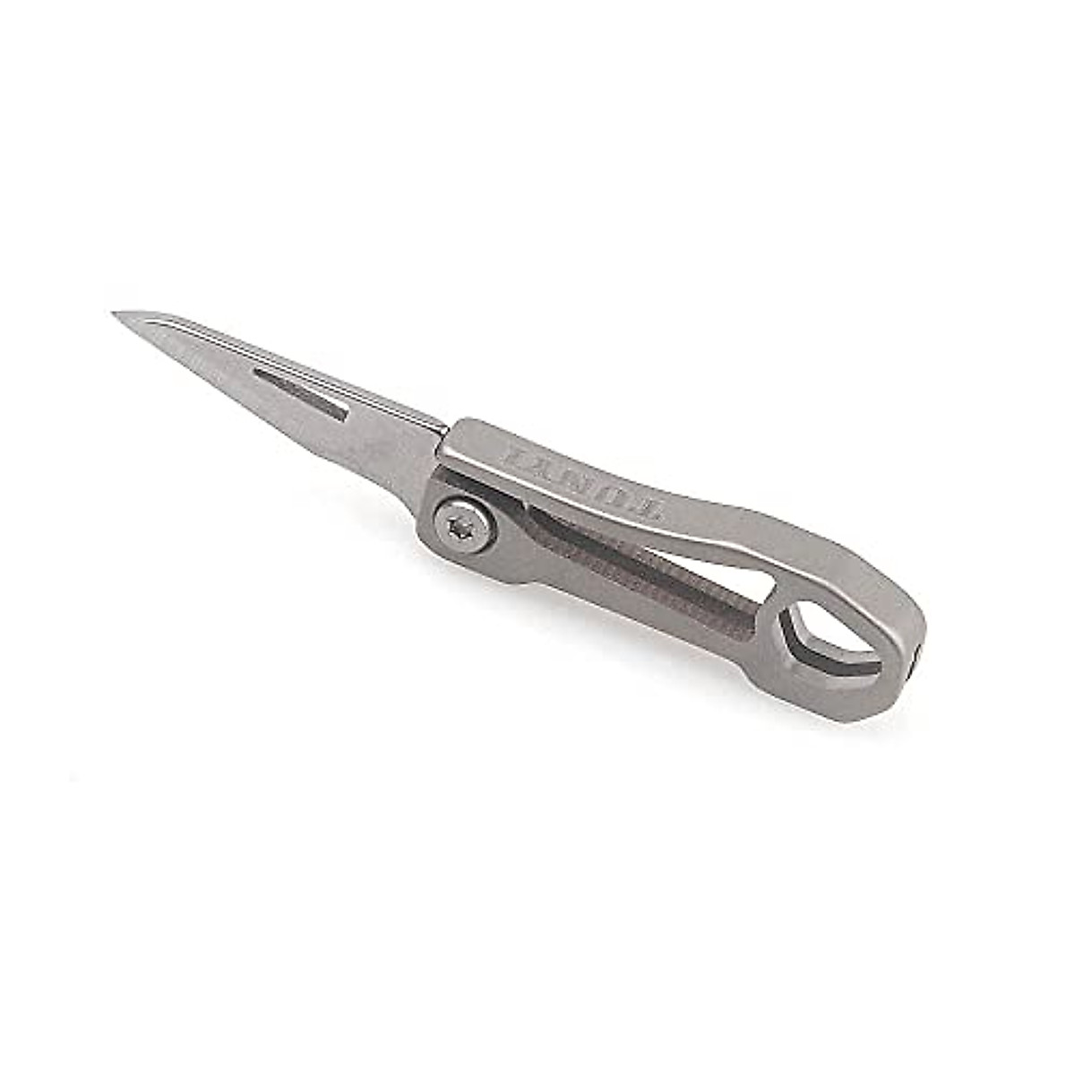 TUNYI Mini Folding Pocket Knife, EDC Tiny Package Knife, 1" Stainless Steel Blade with Titanium Alloy Handle, Ultra Compact and Lightweight