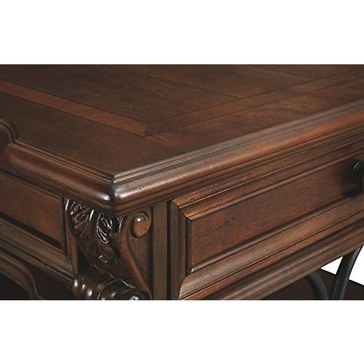 Signature Design by Ashley Alymere Traditional Lift Top Coffee Table, Hand-Finished with 2 Storage Drawers and Fixed Floor Shelf, Dark Brown