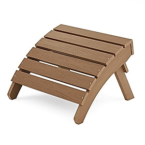 MXIMU Folding Adirondack Ottoman, Plastic Adirondack Footstool, Premium All Weather Ottoman for Adirondack Chairs, Wide Use in Backyard, Garden, Lawn, Porch, Poolside (Teak)