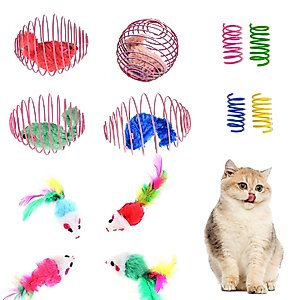 HZCrisp Cat Spring Balls Stretchable - Interactive Cat Springs Toys - Coils Spring Action Toy - Rolling Cat Balls for Playful Cats - Ideal Cat Pet Supplies for Indoor Play - Caged Rats for Kittens